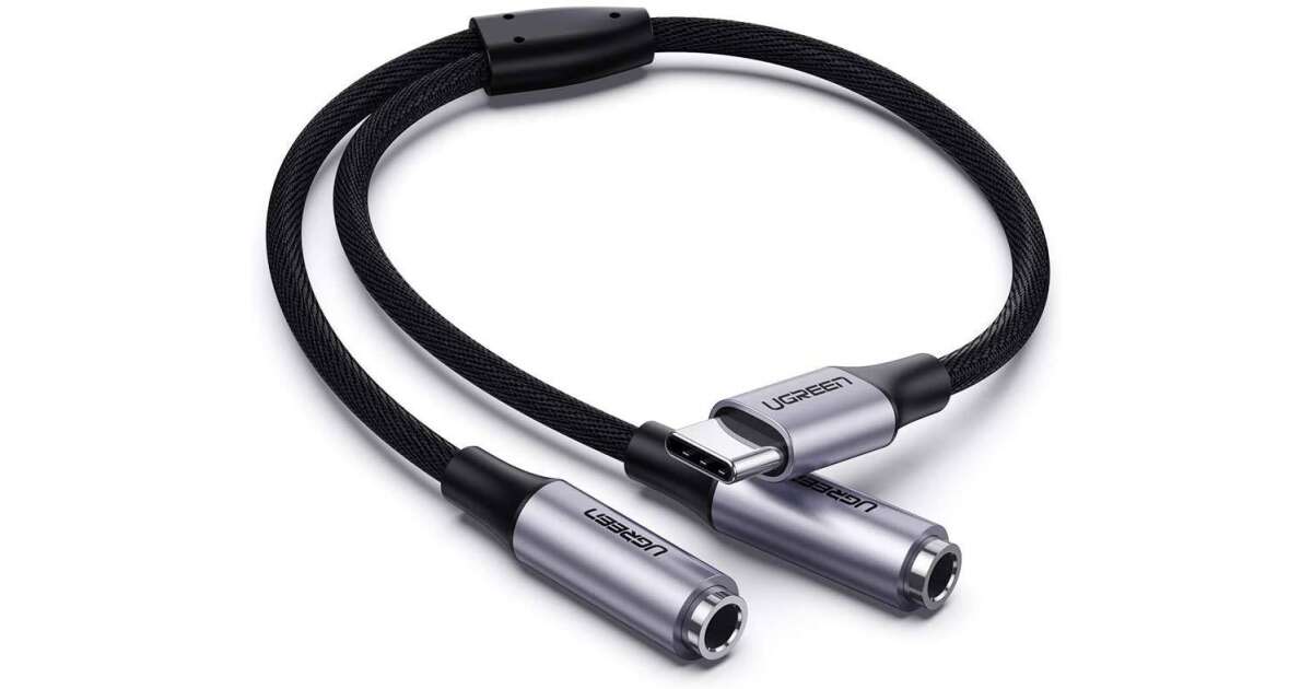 UGREEN AUX Audio splitter with USB-C cable, 25cm (fekete) | Pepita.hu
