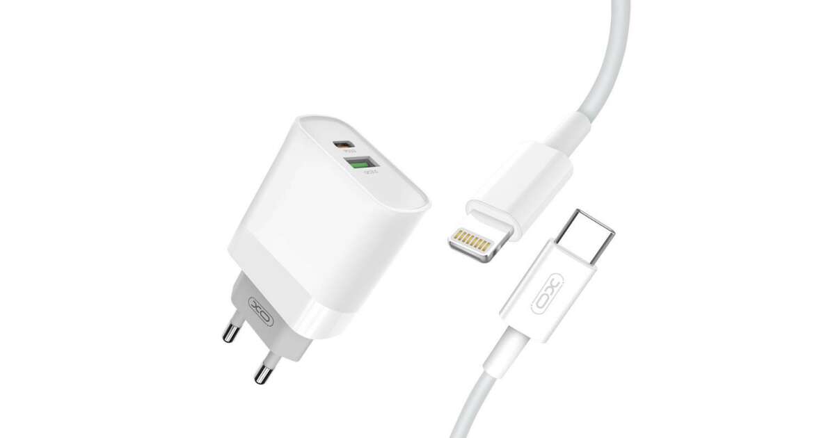 Wall Charger with Lightning Cable XO L64 20W, QC3.0, PD (white) | Pepita.hu