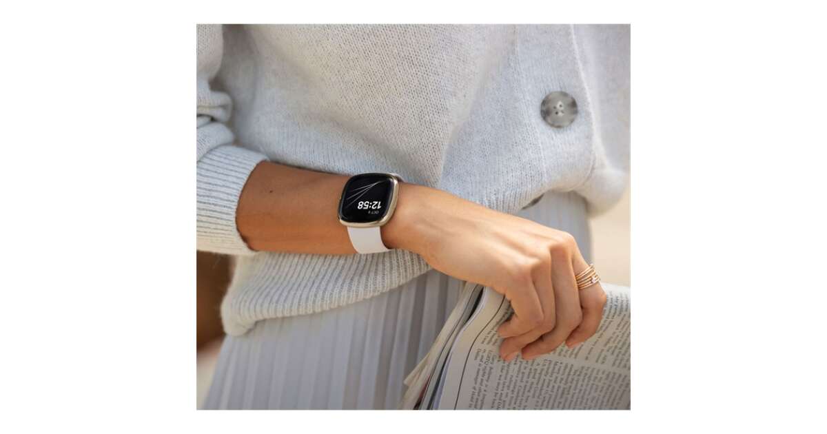 Fitbit sense okosóra (lunar white / soft gold stainless steel ...