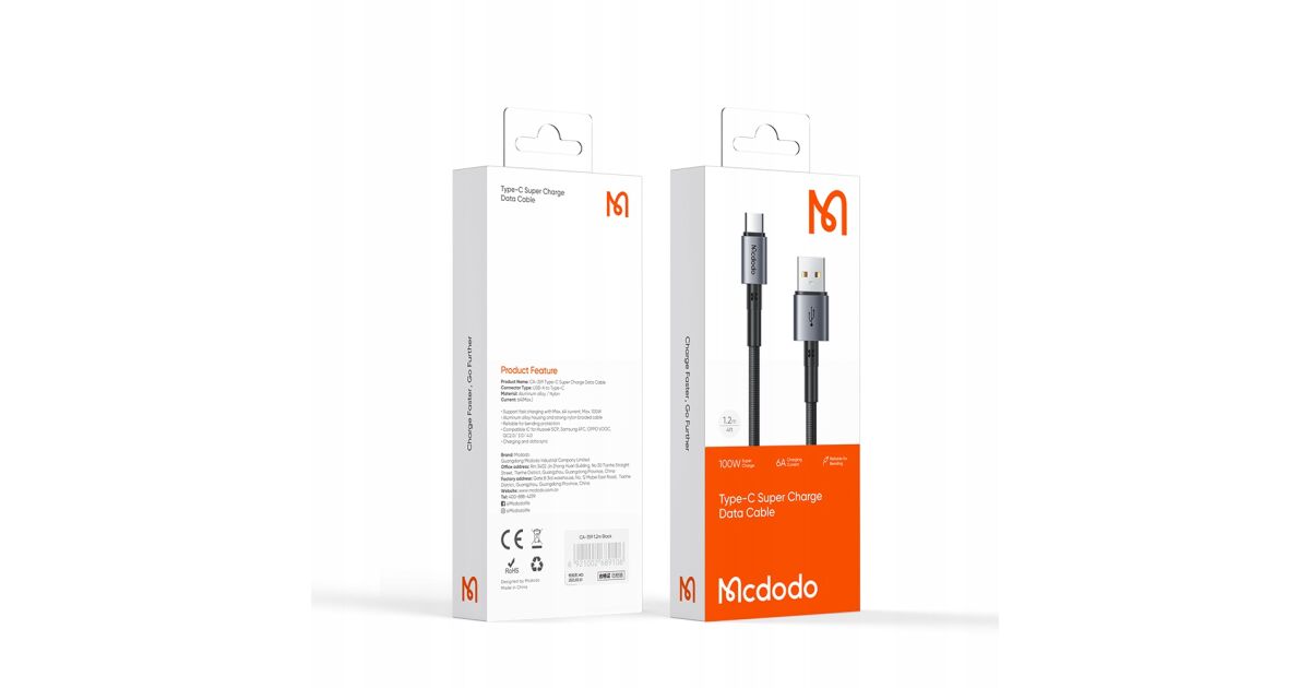 Cable USB-C Mcdodo CA-3590 100W, 1.2m (black) | Pepita.hu