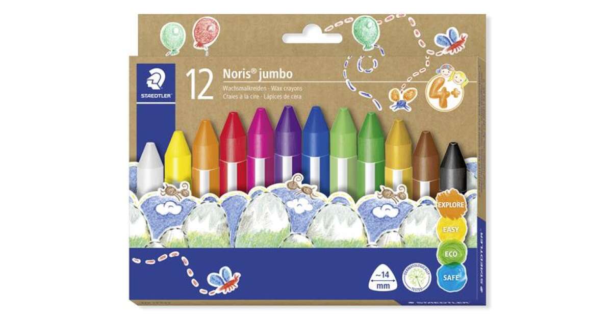 STAEDTLER Crayons, thick, triangular, STAEDTLER Noris® jumbo 228 14, 12 ...