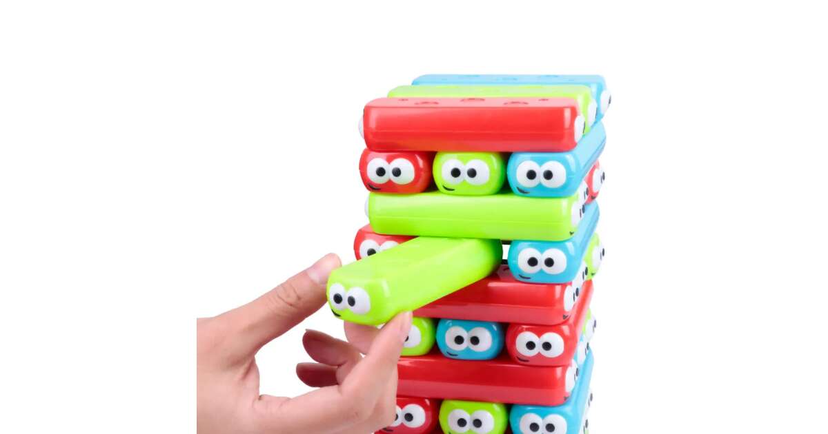 Emoji Jenga torony - színes, készségfejlesztő, ügyességi társasjáték ...