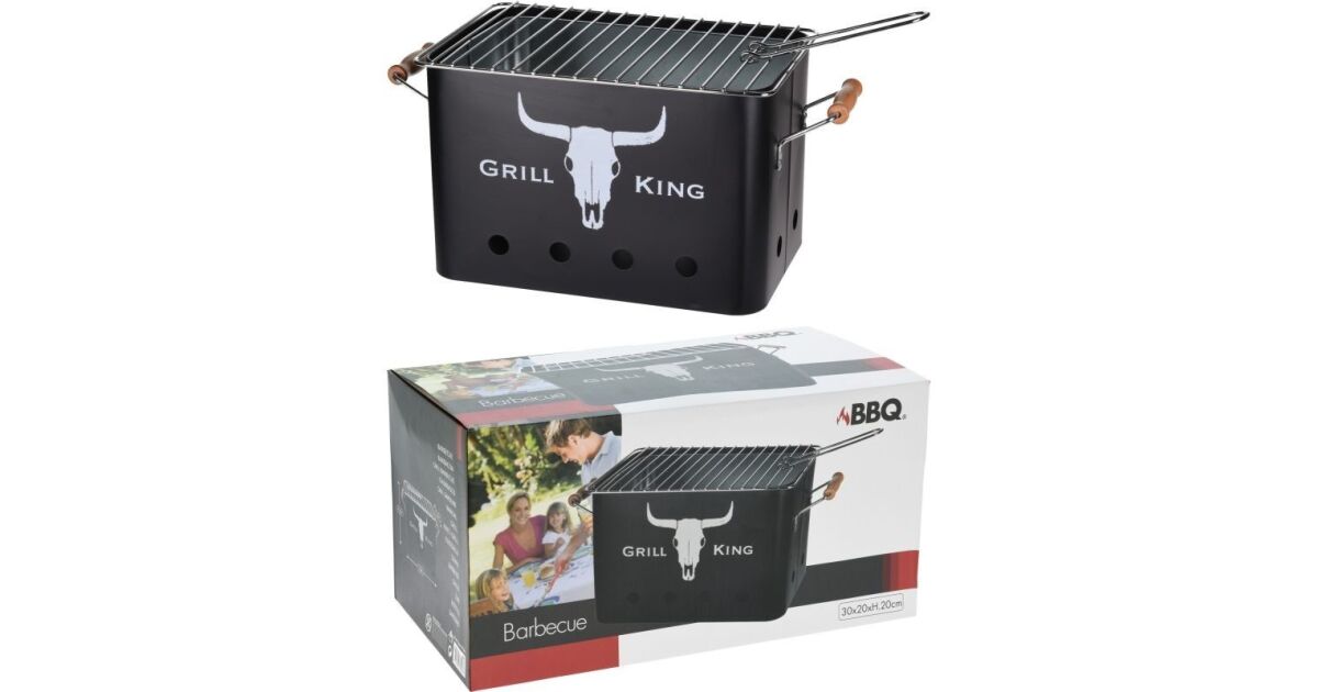 Rechteckiger Grill BBQ-Grill King, Zink, 32x20x20 cm, schwarz | Pepita.com