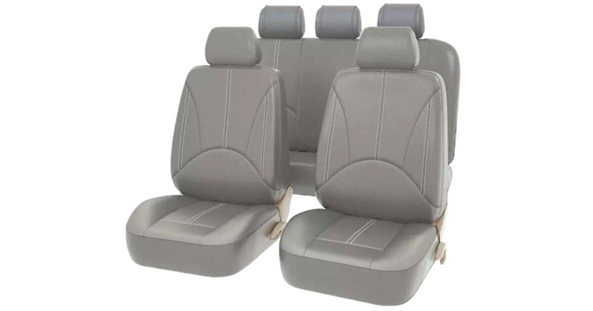 Set 11 huse scaun auto UNIVERSALE din piele ecologica GRI, AVX-AG338G ...