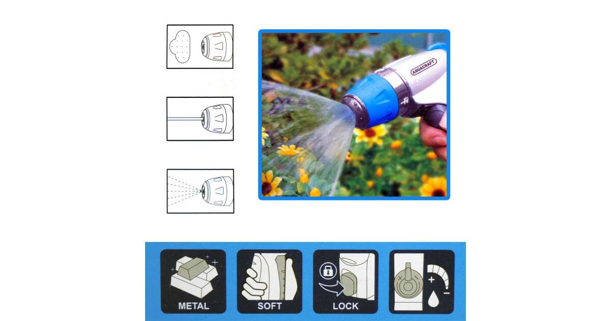 Pistol stropit gradina, 3 moduri, metalic, Aquacraft | Pepita.com