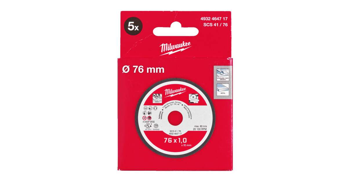 Milwaukee Fémvágókorong 76 mm (M12 FCOT) - 5 darabos készlet | Pepita.hu
