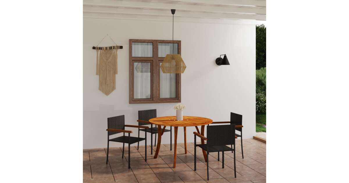 vidaXL 5 részes fekete kerti étkezőgarnitúra | Pepita.hu