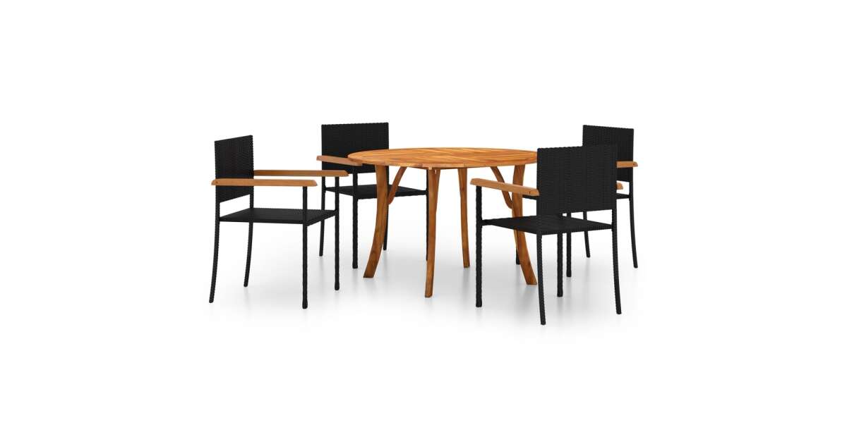 vidaXL 5 részes fekete kerti étkezőgarnitúra | Pepita.hu