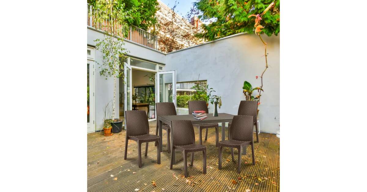 Hellda 6+1 kerti bútor garnitúra szett barna | Pepita.hu