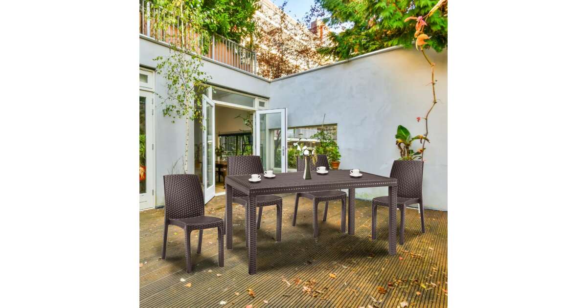 Hellda 4+1 kerti bútor garnitúra szett barna | Pepita.hu