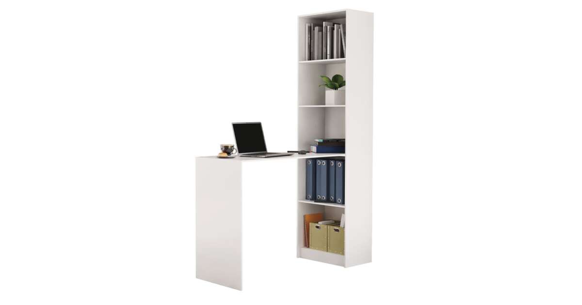 Bookcase and desk combination R50, white | Pepita.com