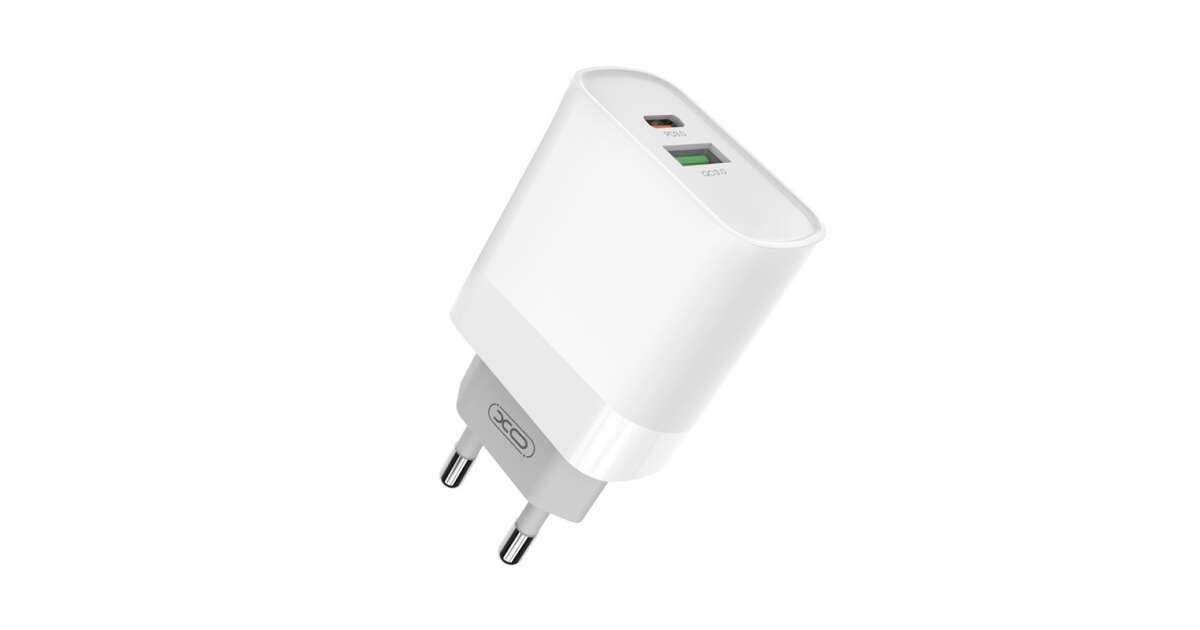 Hálózati Töltőfej Adapter Usb és Usb C Type C Port 20w Fehér Xo