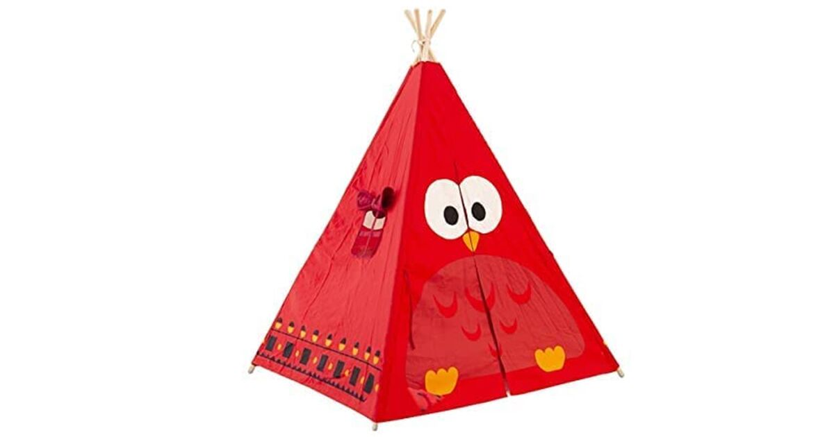 Gyerek Tipi Sátor - Piros Bagoly - 120x120x140 cm | Pepita.hu