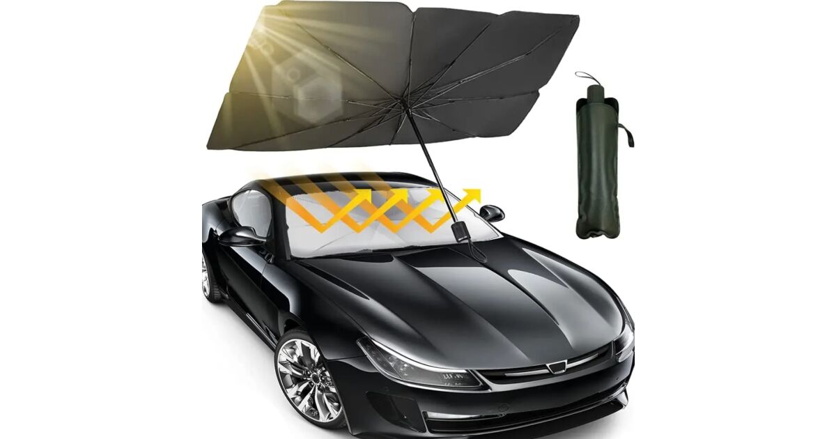 Autó Napvédő Esernyő - Szélvédő Árnyékoló - UV Védelem - 115x64cm ...