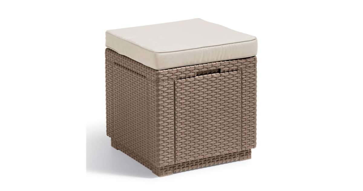 Keter Cube cappuccino színű tárolópuff párnával | Pepita.hu