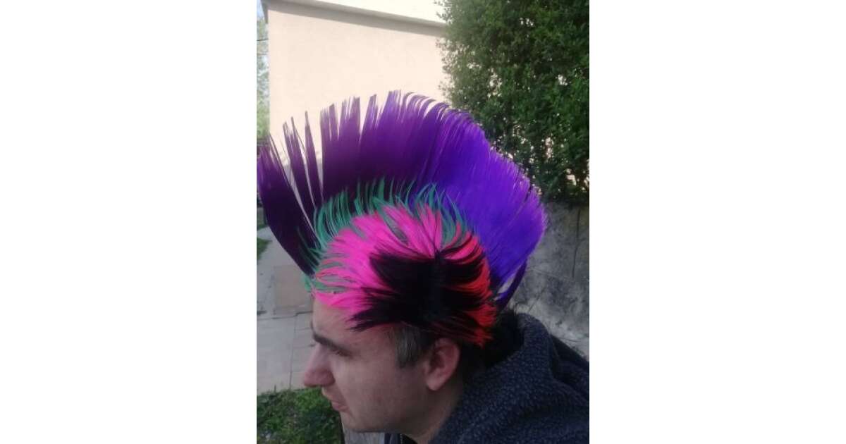 LILA, SZÍNES LED-ES világító punk buli paróka | Pepita.hu