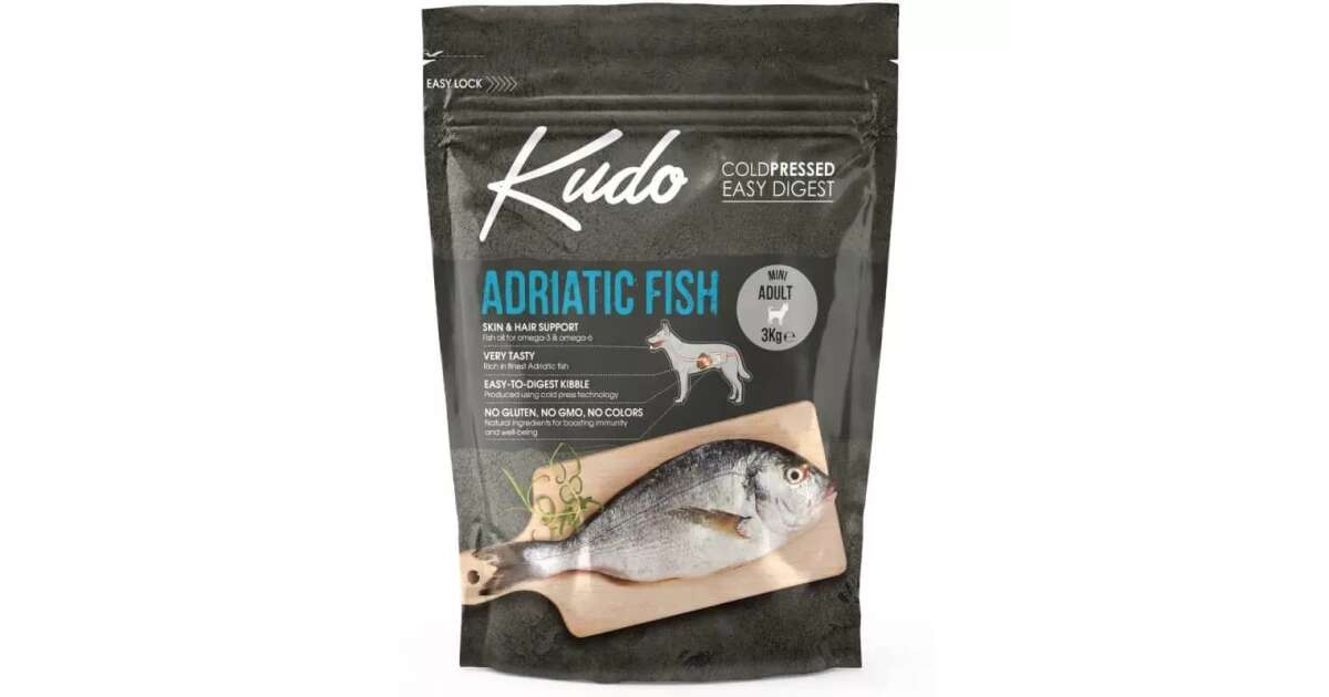 Kudo Low Grain Adult Adriatic Fish Mini hrană uscată pentru câini 3kg ...