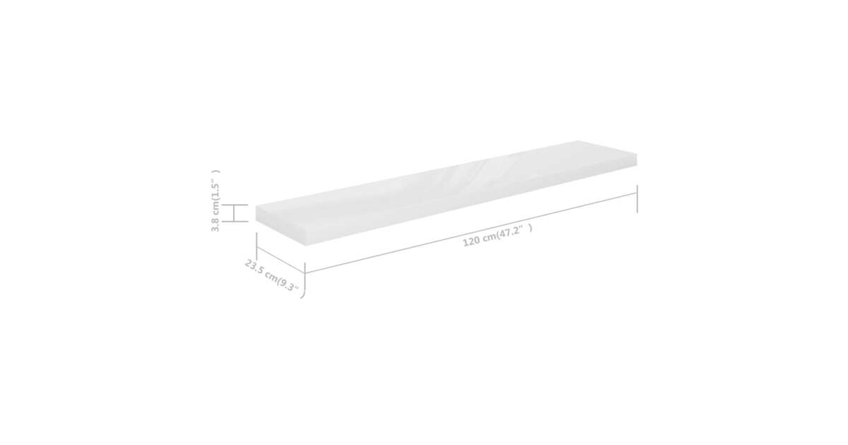 vidaXL 4 db magasfényű fehér MDF fali polc 120 x 23,5 x 3,8 cm | Pepita.hu