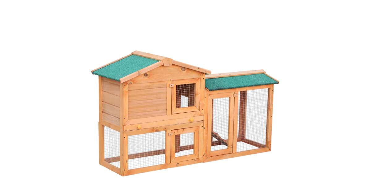 PawHut Cușcă de Exterior din Lemn pentru Animale 145x46x85cm Maro ...