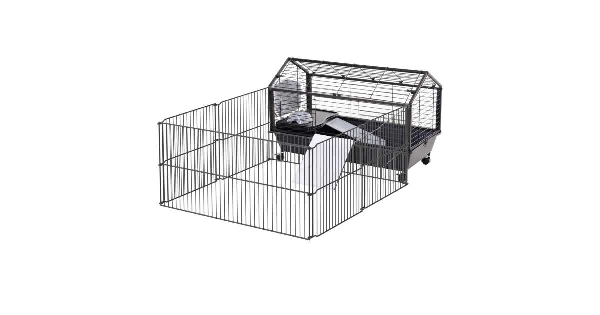 PawHut Cușcă pentru Iepuri și Adăpost pentru Interior din Metal ...