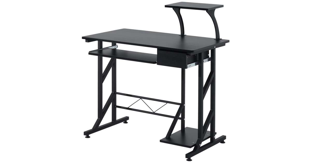 Birou pentru Computer din Oțel și Lemn cu Sertar și Raft pentru ...