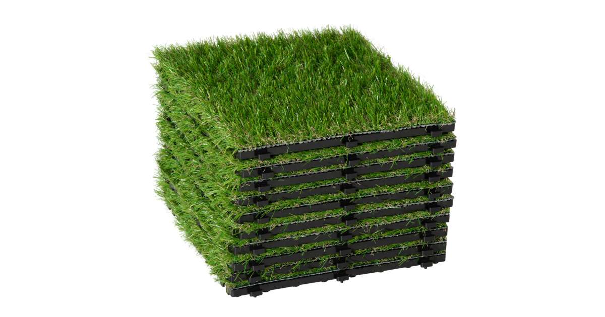 Outsunny 844-127, 10 darabos műfű készlet, kültéri, 30 x 30 x 3,5 cm ...