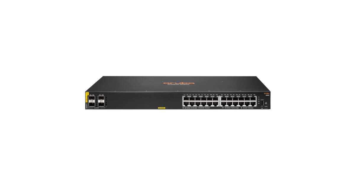 Aruba 6000 24G Class4 PoE 4SFP 370W Managed L3 Gigabit Ethernet PoE 1U ...