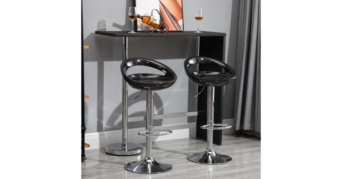 HOMCOM Set 2 Scaune de Bar Rotative cu Suport pentru Picioare și ...
