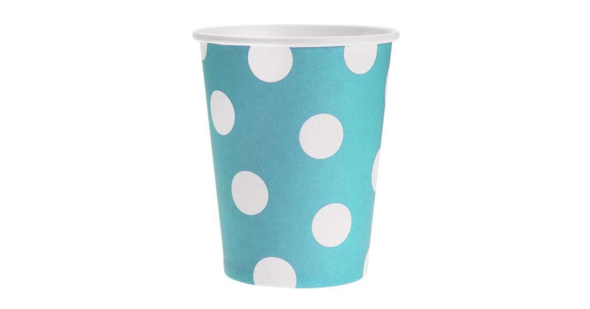 Blue Polka Dots, Kék papír pohár 6 db-os 270 ml | Pepita.hu