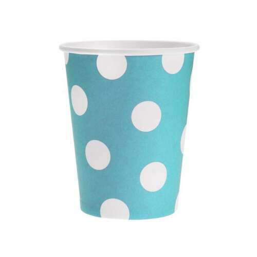 Blue Polka Dots, Kék papír pohár 6 db-os 270 ml | Pepita.hu