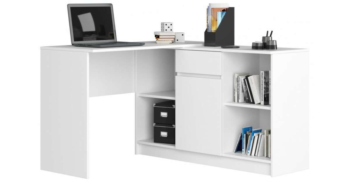Sarok íróasztal + komód - Akord Furniture - 120 cm - fehér | Pepita.hu