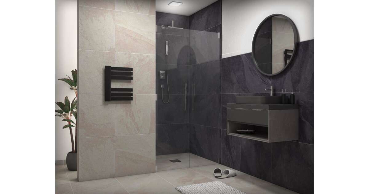 Weberg Ervin design törölközőszárító radiátor 50x40 cm (fekete) | Pepita.hu