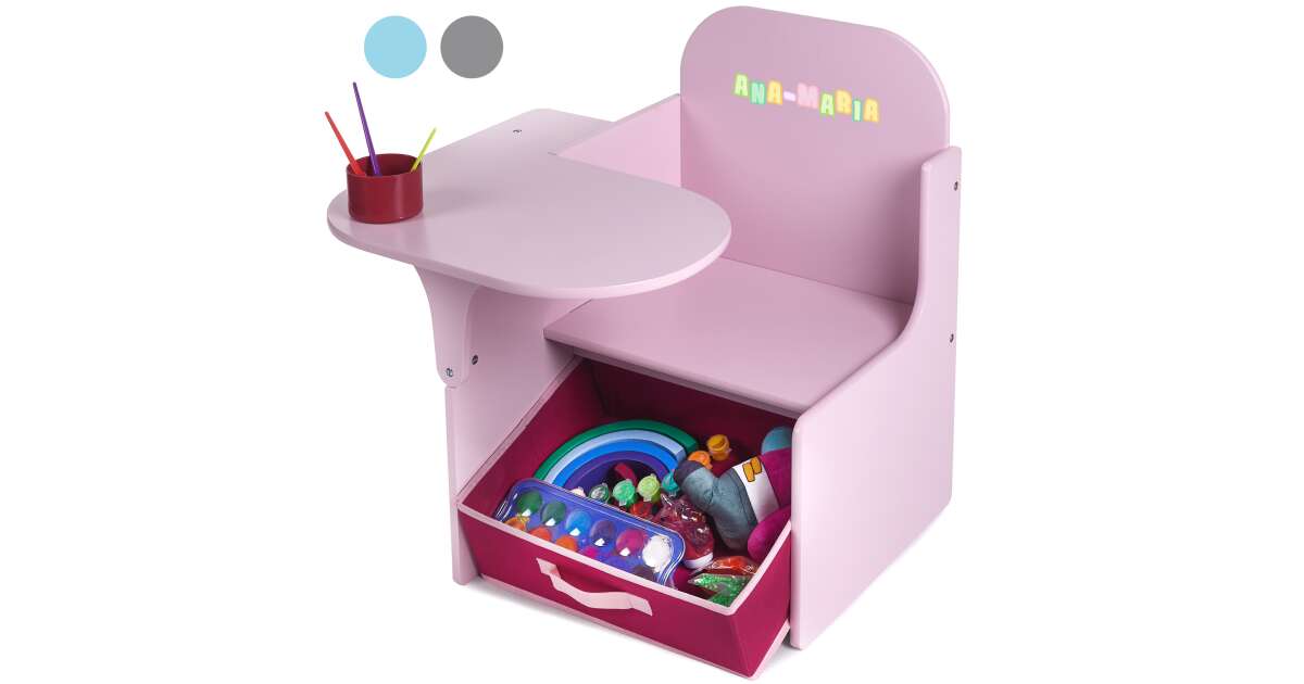 Suporto gyerek asztal székkel, Rózsaszín szín, Gyerek íróasztal, Tartós ...