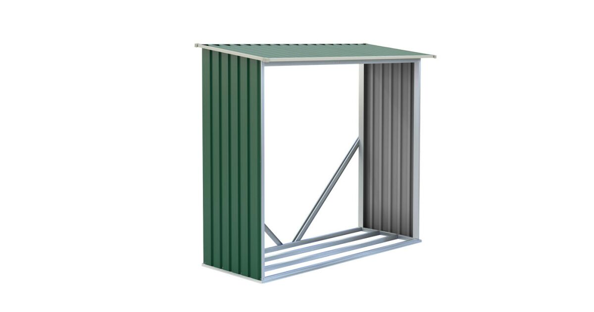 Brennholzaufbewahrung G21 WOH 136 - 182 x 75 cm, grün | Pepita.com