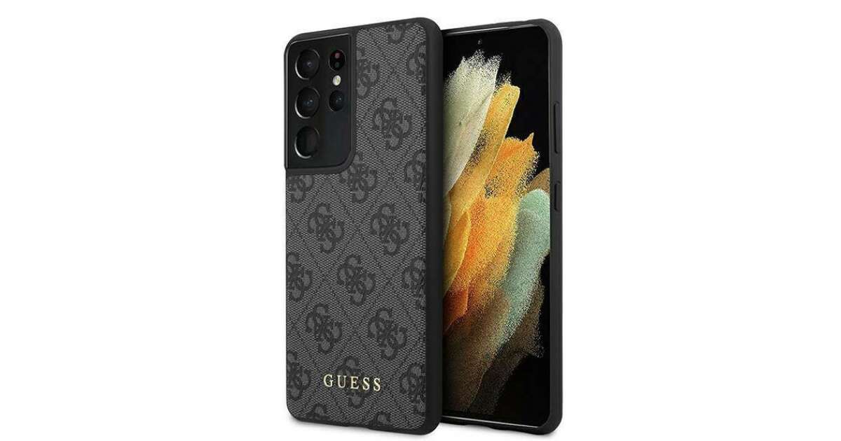 Guess GUHCS21LG4GFGR S21 Ultra G998 szürke 4G fém arany logós keménytok ...