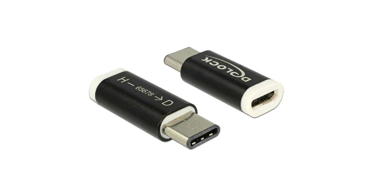 Delock Adapter USB 2.0 Micro-B anya > USB C típus 2.0 apa, fekete ...