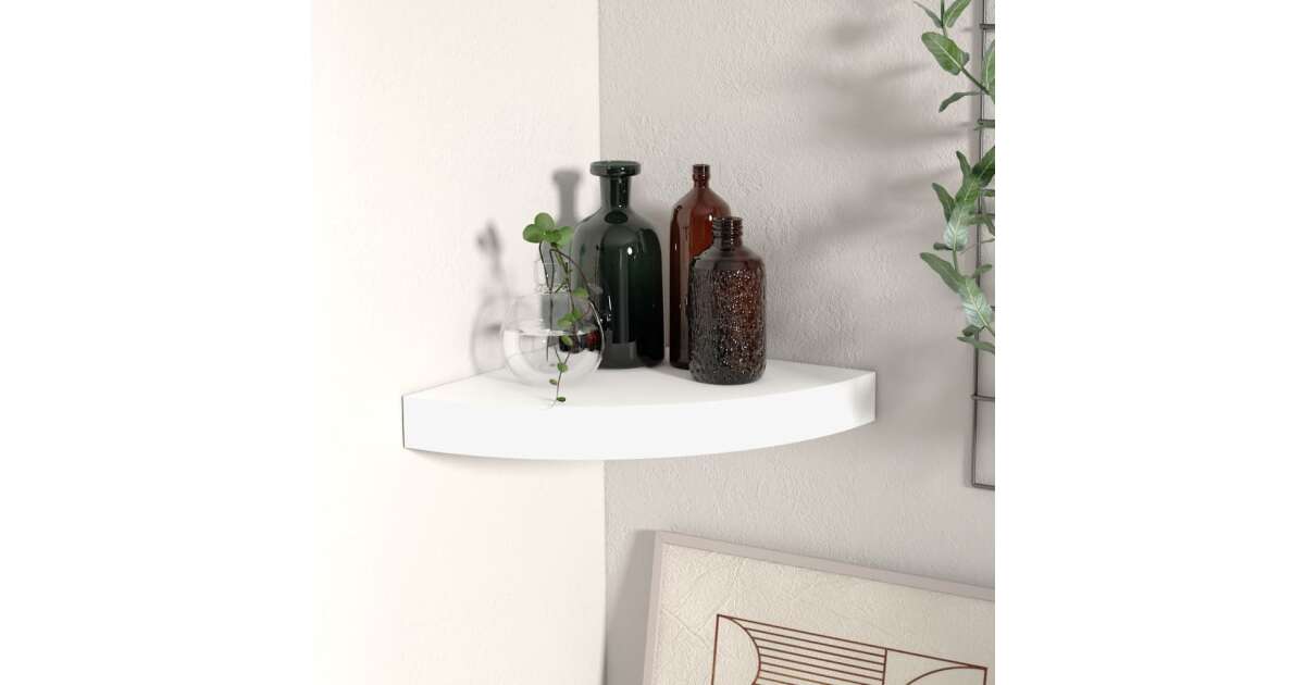 vidaXL fehér MDF lebegő sarokpolc 25 x 25 x 3,8 cm | Pepita.hu