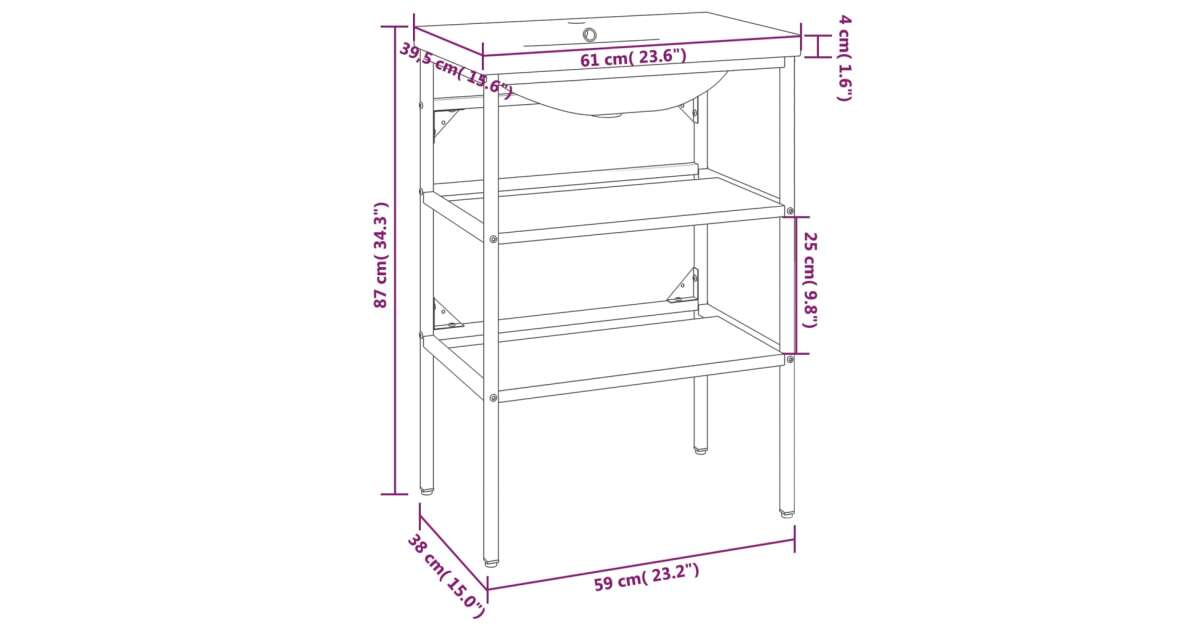 vidaXL Cadru lavoar baie cu chiuvetă încorporată, alb, fier | Pepita.com