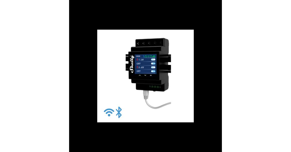 Shelly Pro 4PM DIN-rail mounted WiFi+LAN smart relay (ALL-REL-PRO4PM ...