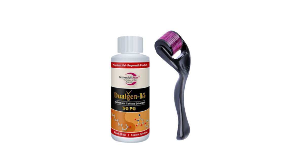 Minoxidil Dualgen 15% PG mentes, 1 hónapos alkalmazás +Dermaroller ...