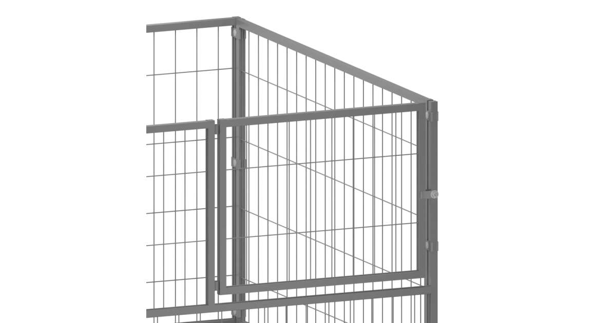 Ezüst acél kutyakennel 200 x 100 x 70 cm | Pepita.hu