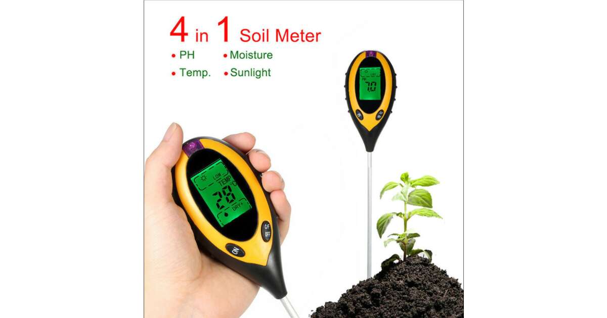 Digitális talaj pH mérő 4 az 1-ben: talajnedvesség, pH érték ...