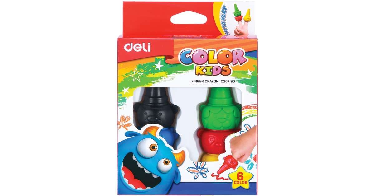 Zsírkréta, ujjra húzható, DELI Color Kids, 6 különböző szín (DEC20790 ...
