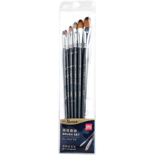 Set de 6 pensule sintetice Deli Arte Nuevo cu limbă de pisică | Pepita.com