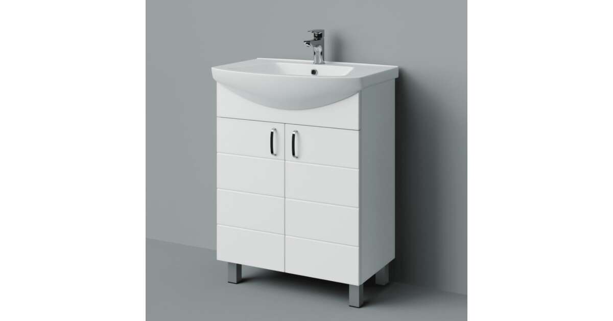 MART 55/65/75/85 cm széles álló fürdőszobai mosdószekrény, fényes fehér ...