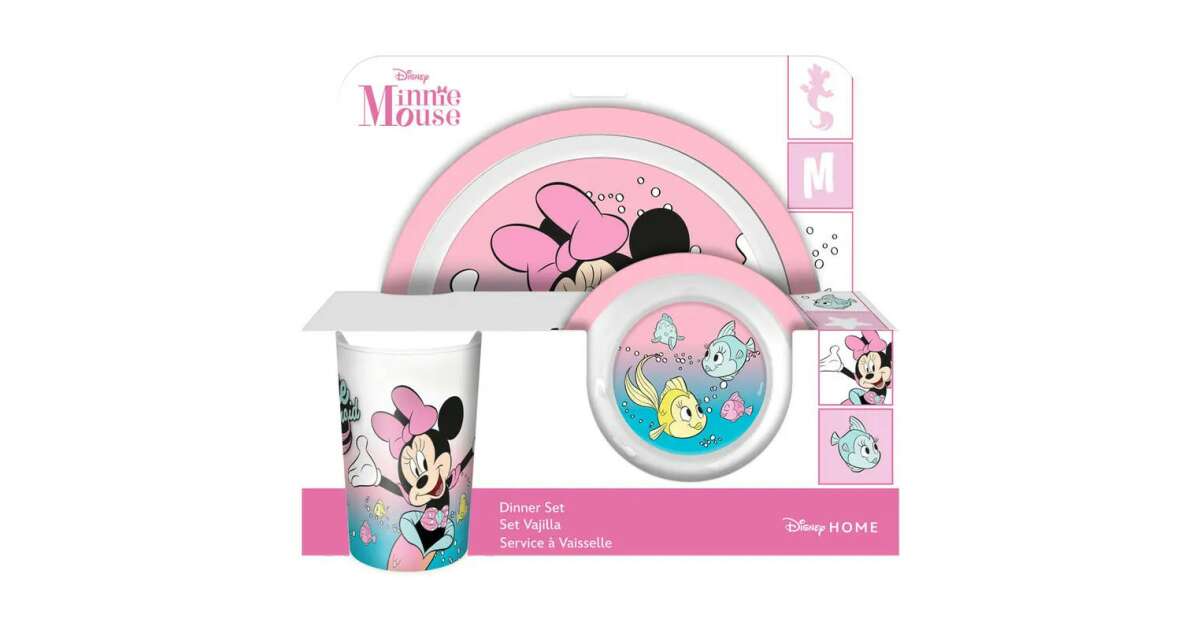 Disney Minnie Mermaid étkészlet, micro műanyag szett Dobozban | Pepita.hu
