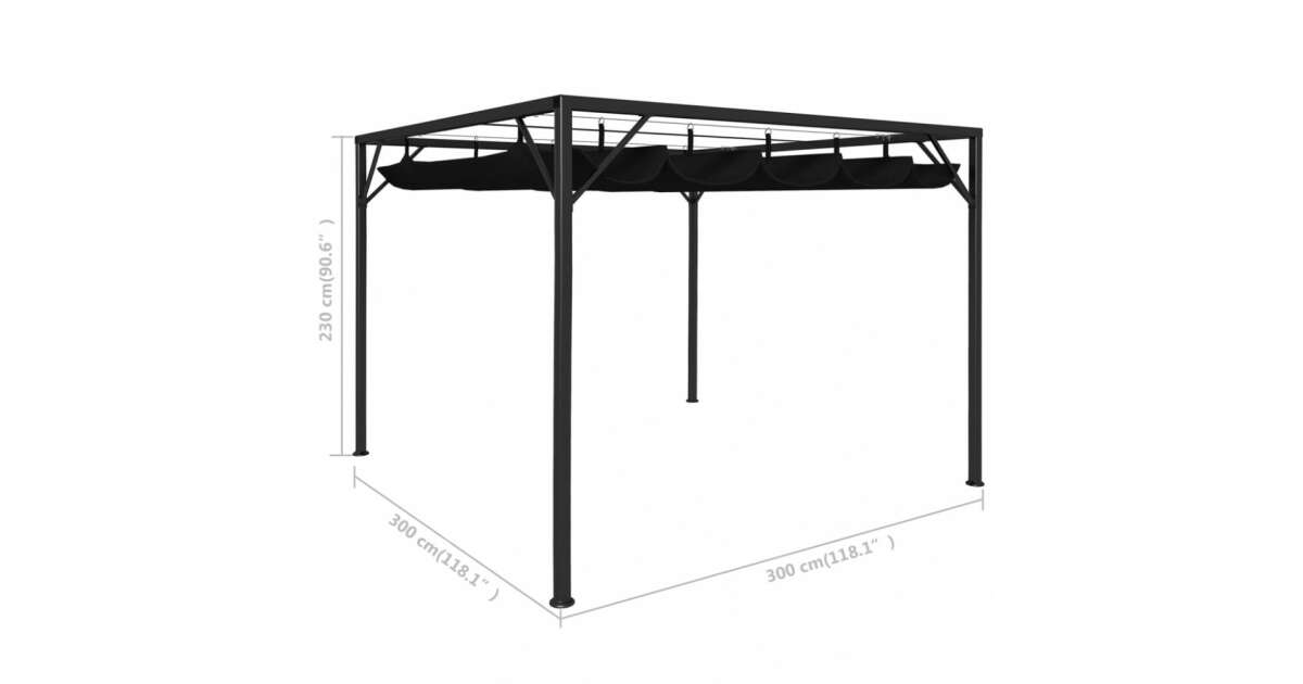 vidaXL Pavilion de grădină cu acoperiș retractabil, antracit, 3 x 3 m ...