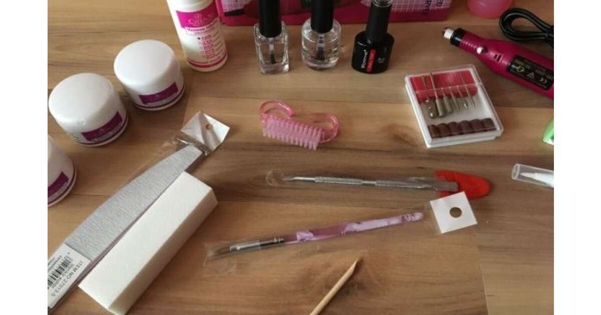 Műköröm Porcelán Építő Teljes Kezdőcsomag Csiszológép és 3 Tégely ...