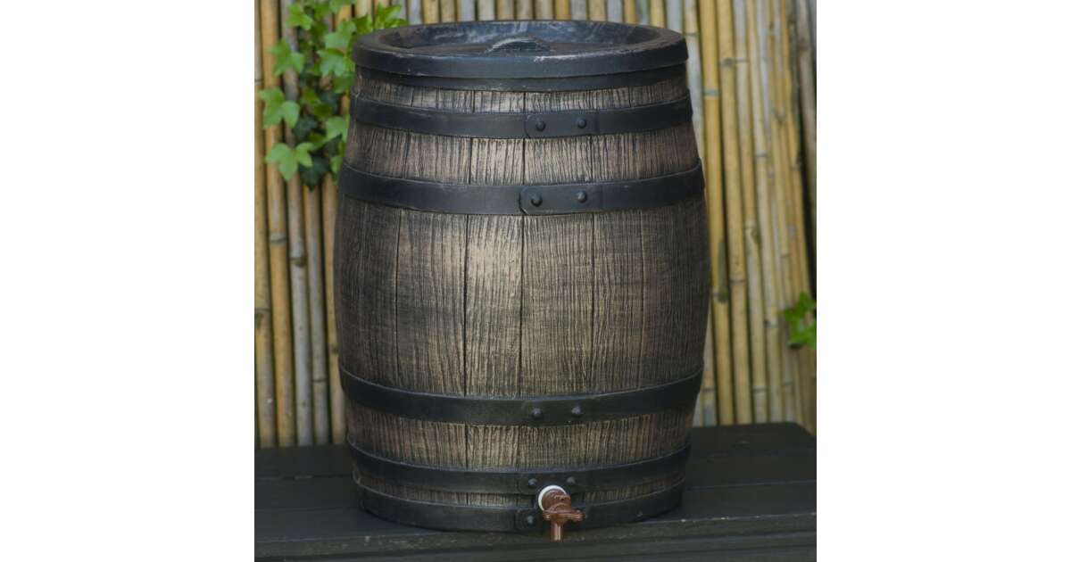 Nature Butoi apă de ploaie, aspect de lemn, 120 L, maro, 50,5 x 66 cm ...