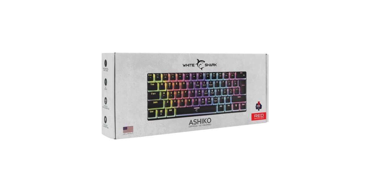 White Shark GK-2202B Ashiko Red Switches Mechanical 60% Gaming Keyboard ...